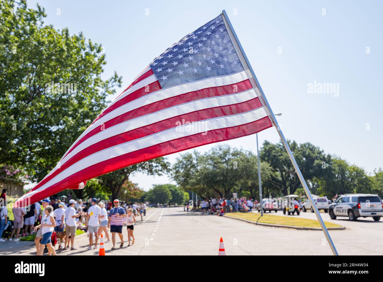 Texas, JUL 4 2023 - Sunny view of a July 4th community parade in Dallas ...