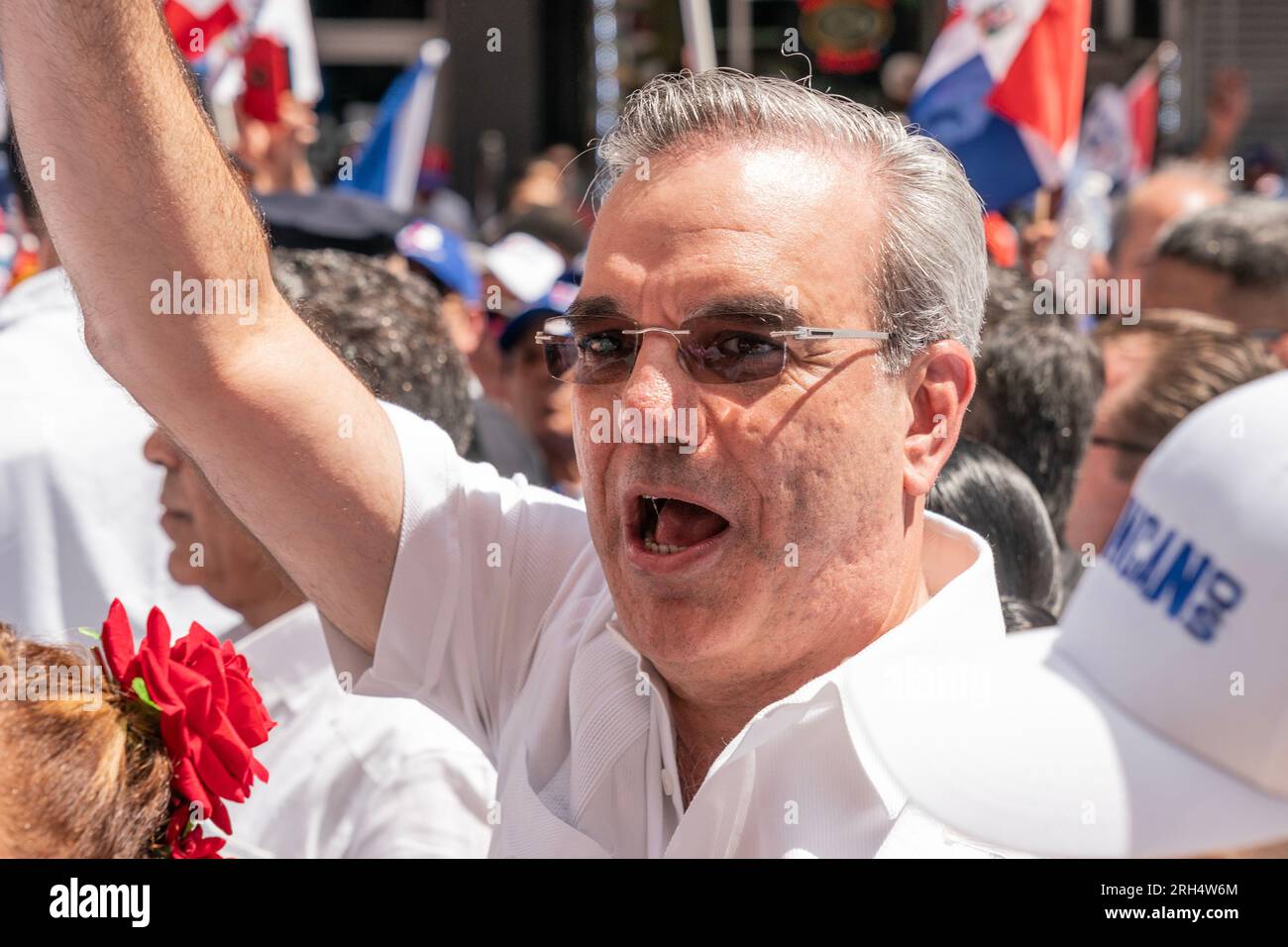 Dominican Republic President Luis Abinader marches during Dominican Day ...