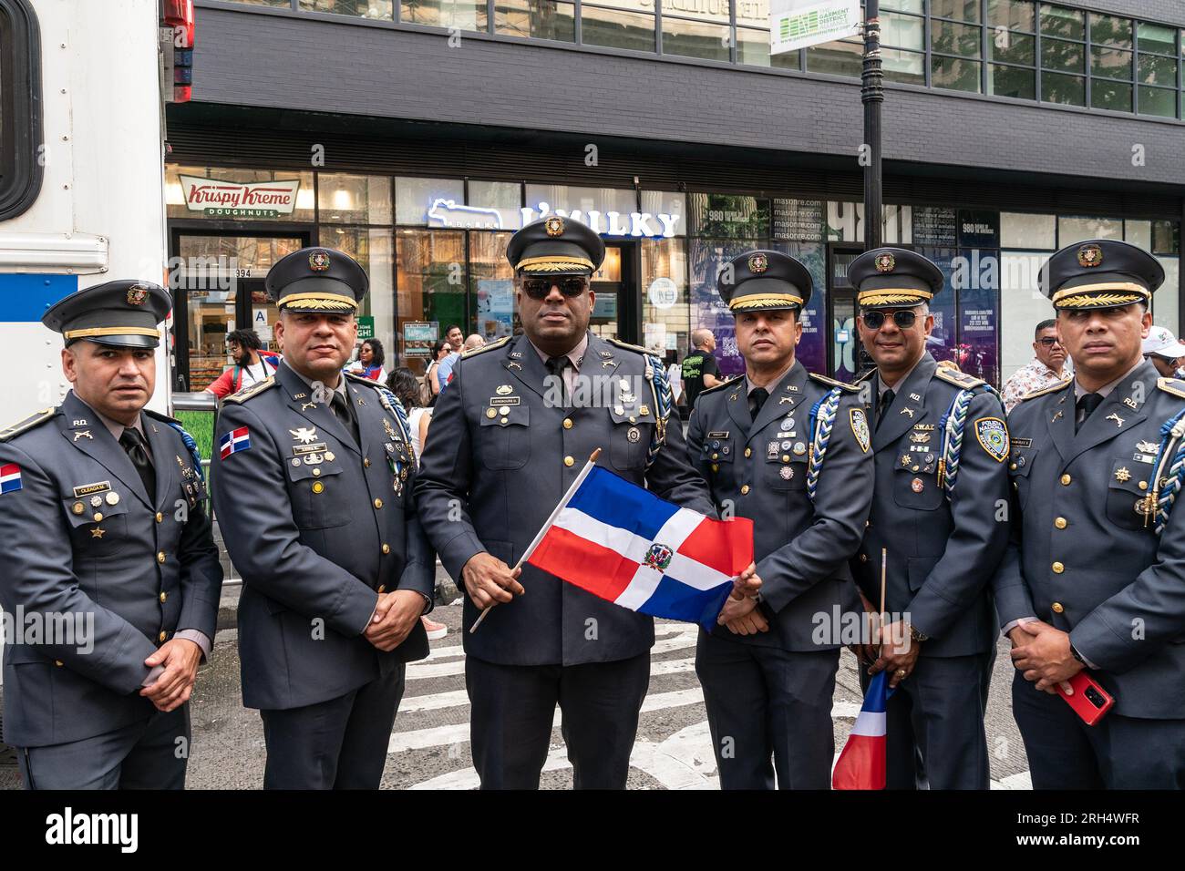 New York, USA. 13th Aug, 2023. Members of Dominican National Police ...