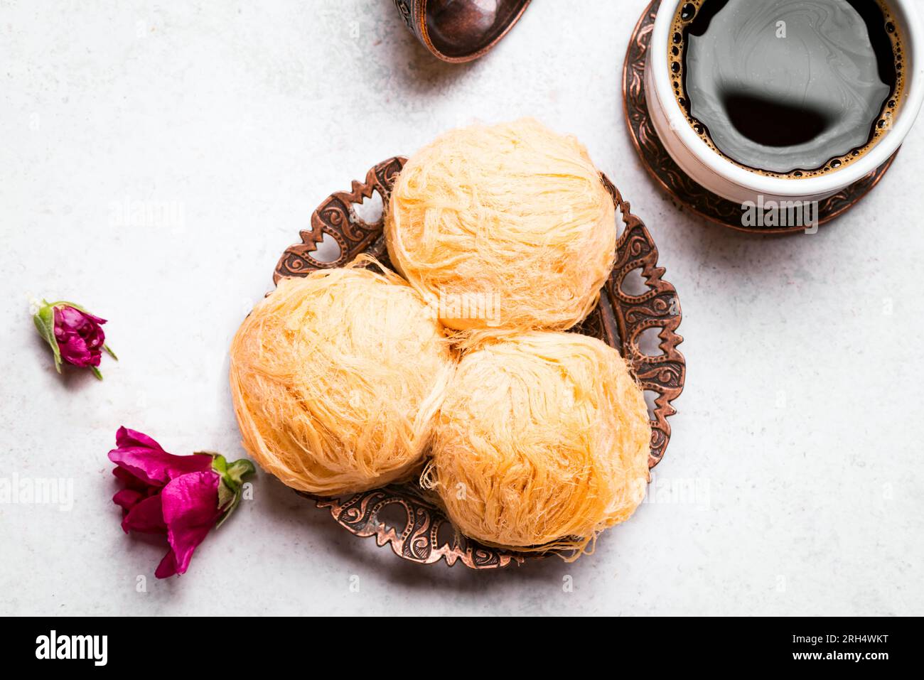 Pismaniye and Turkish Coffee in cup - Turkish traditional dessert on ...