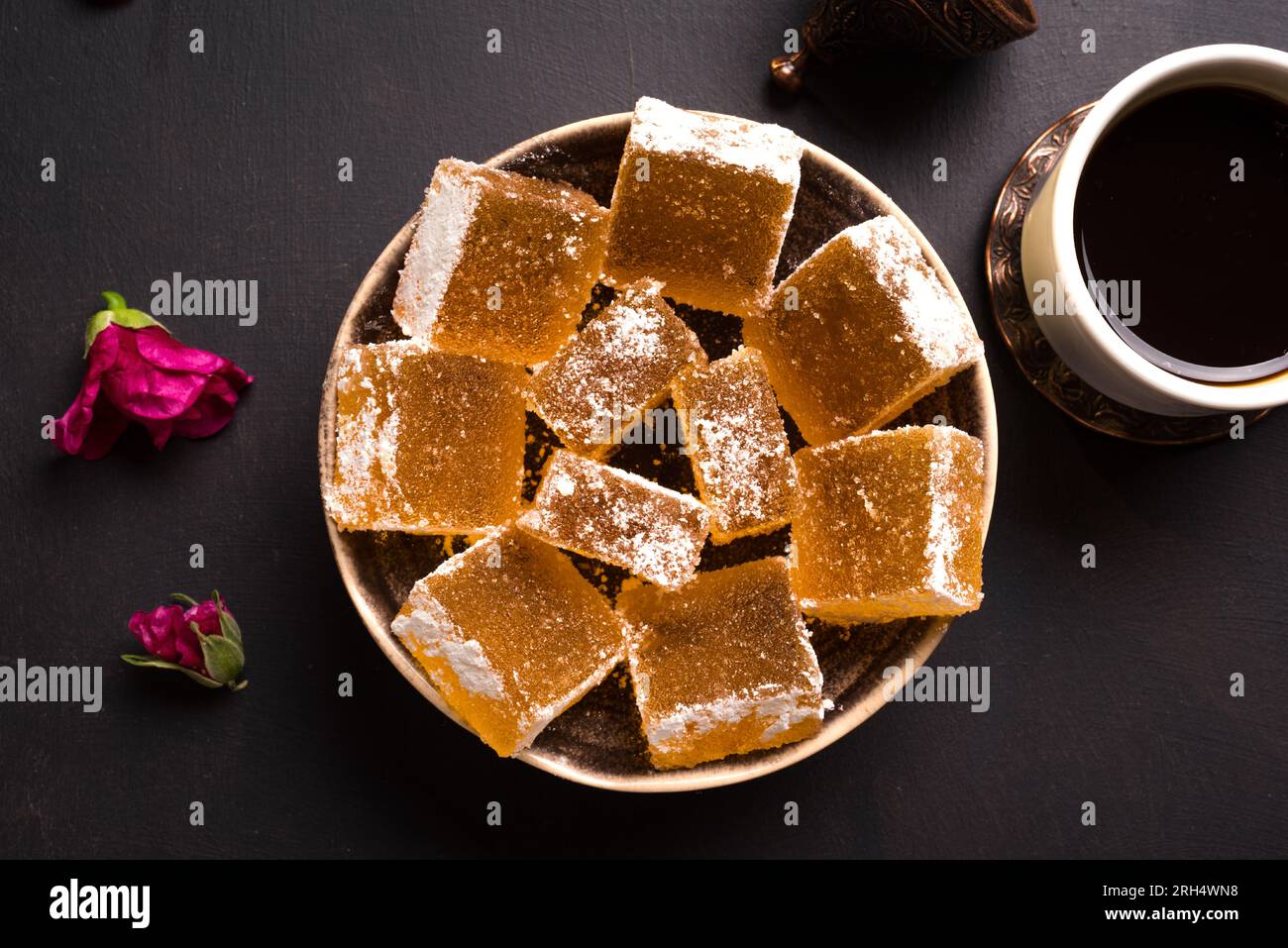 Rahat Locum Turkish Delight and Turkish Coffee in cup - traditional ...