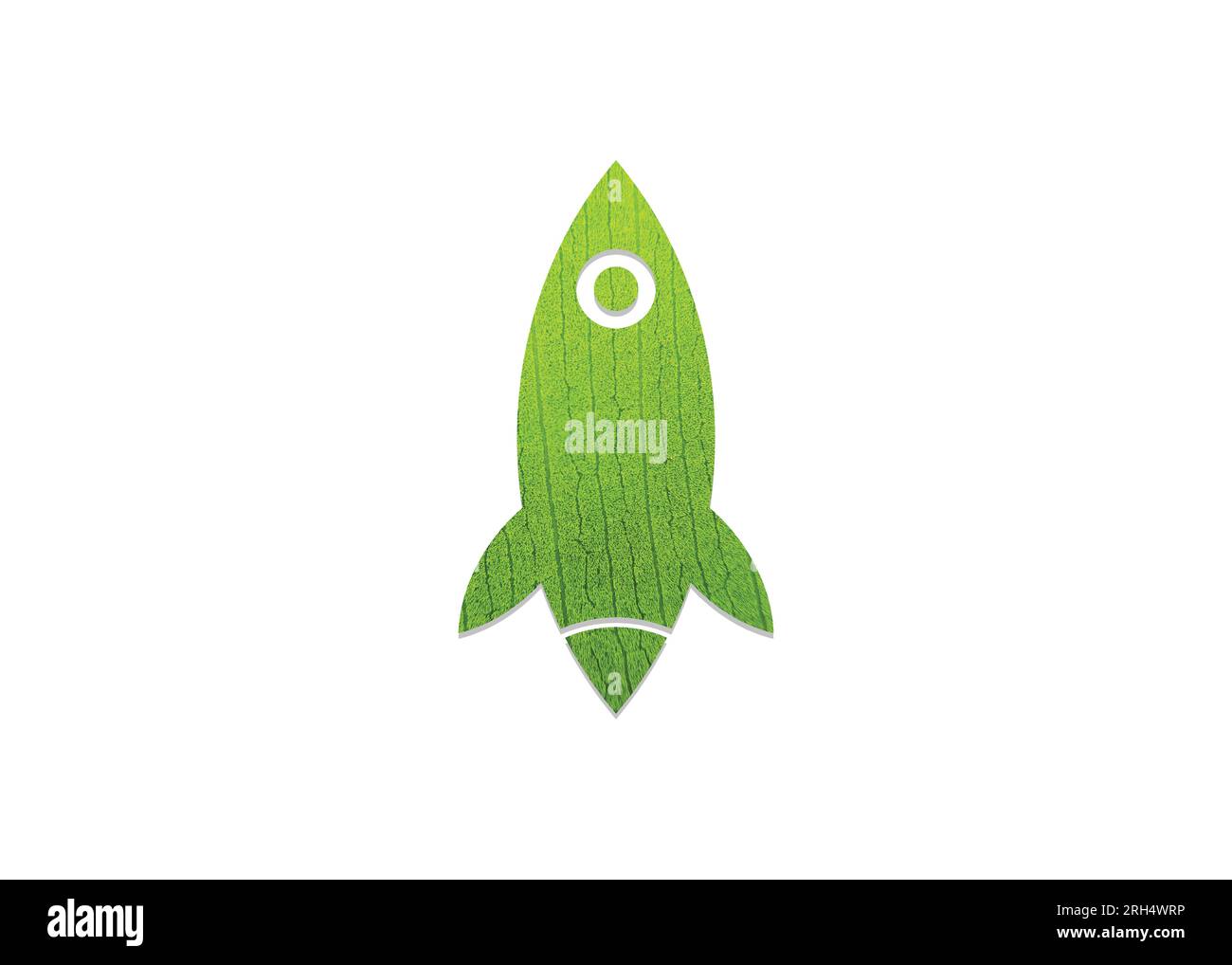 Vector illustration Green rocket shape with Green Leaf isolated on ...