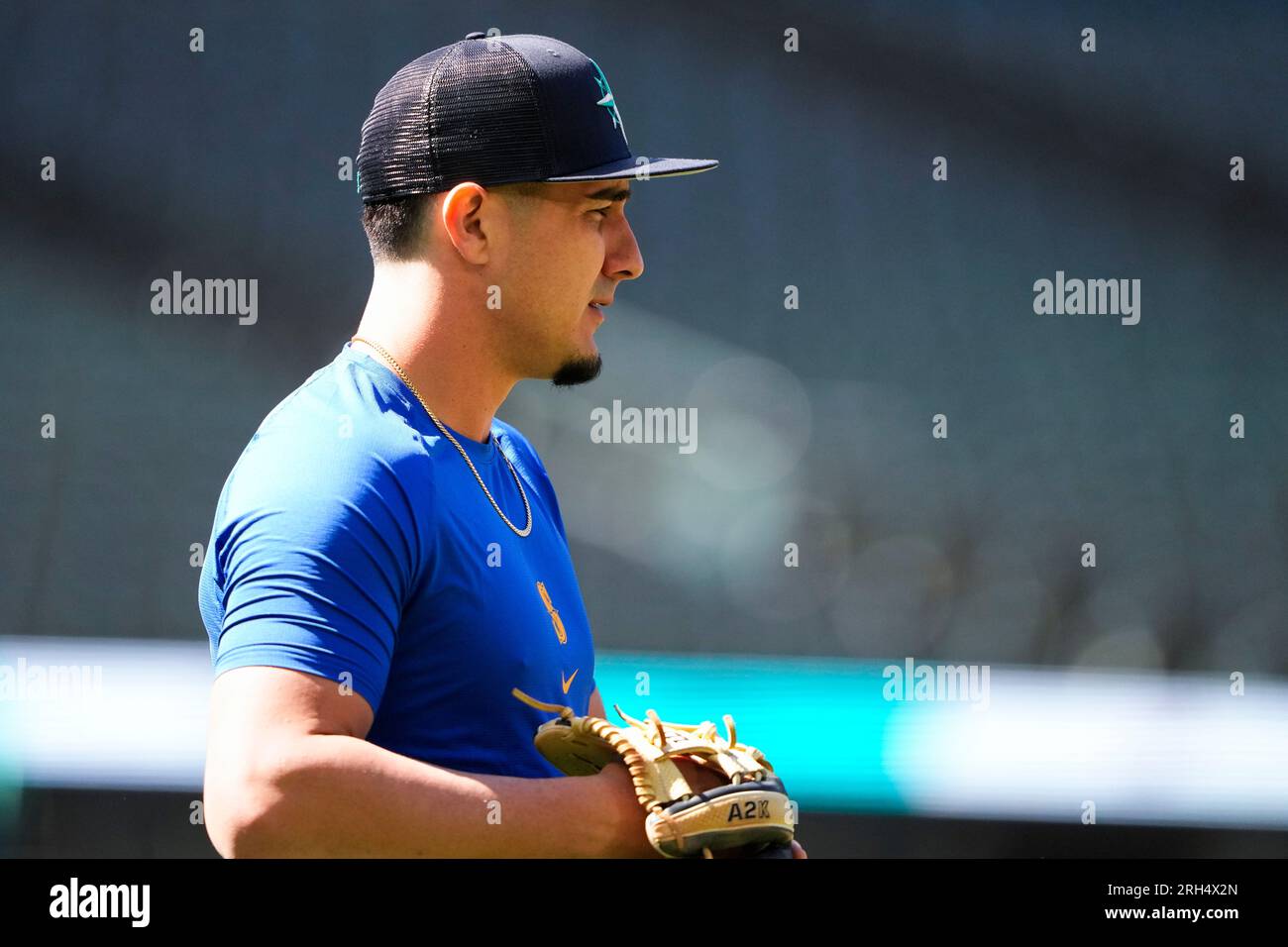 Seattle Mariners' Josh Rojas works during batting practice before a ...