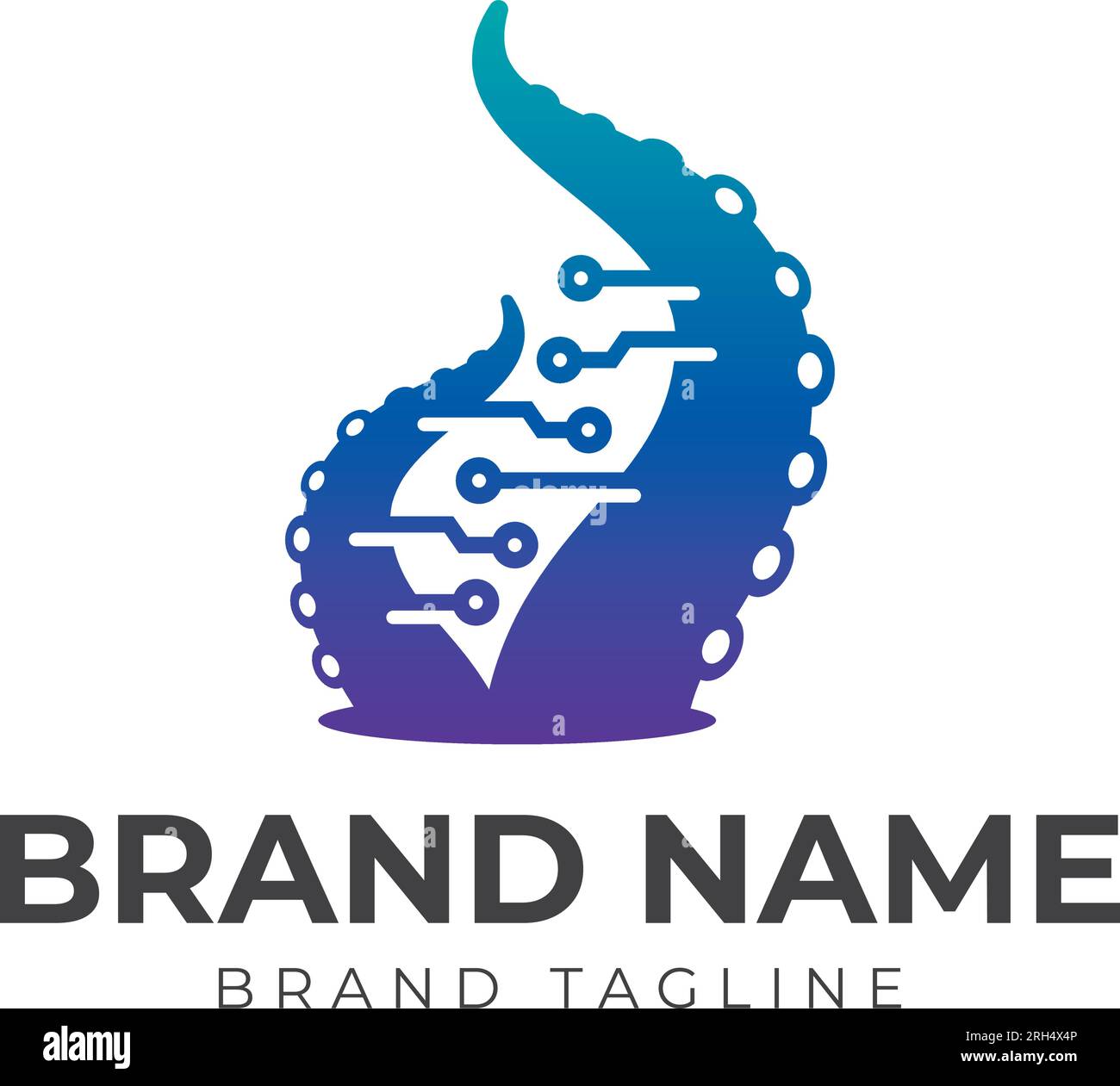 techno kraken logo. combination logo made from kraken with technology ...