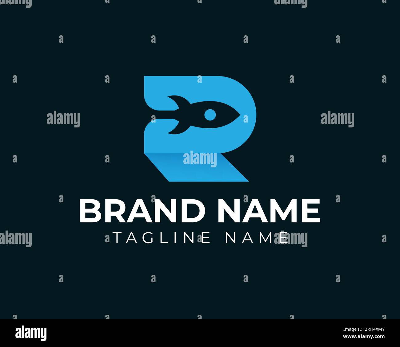 Initial r rocket logo design template vector illustration. logo made ...