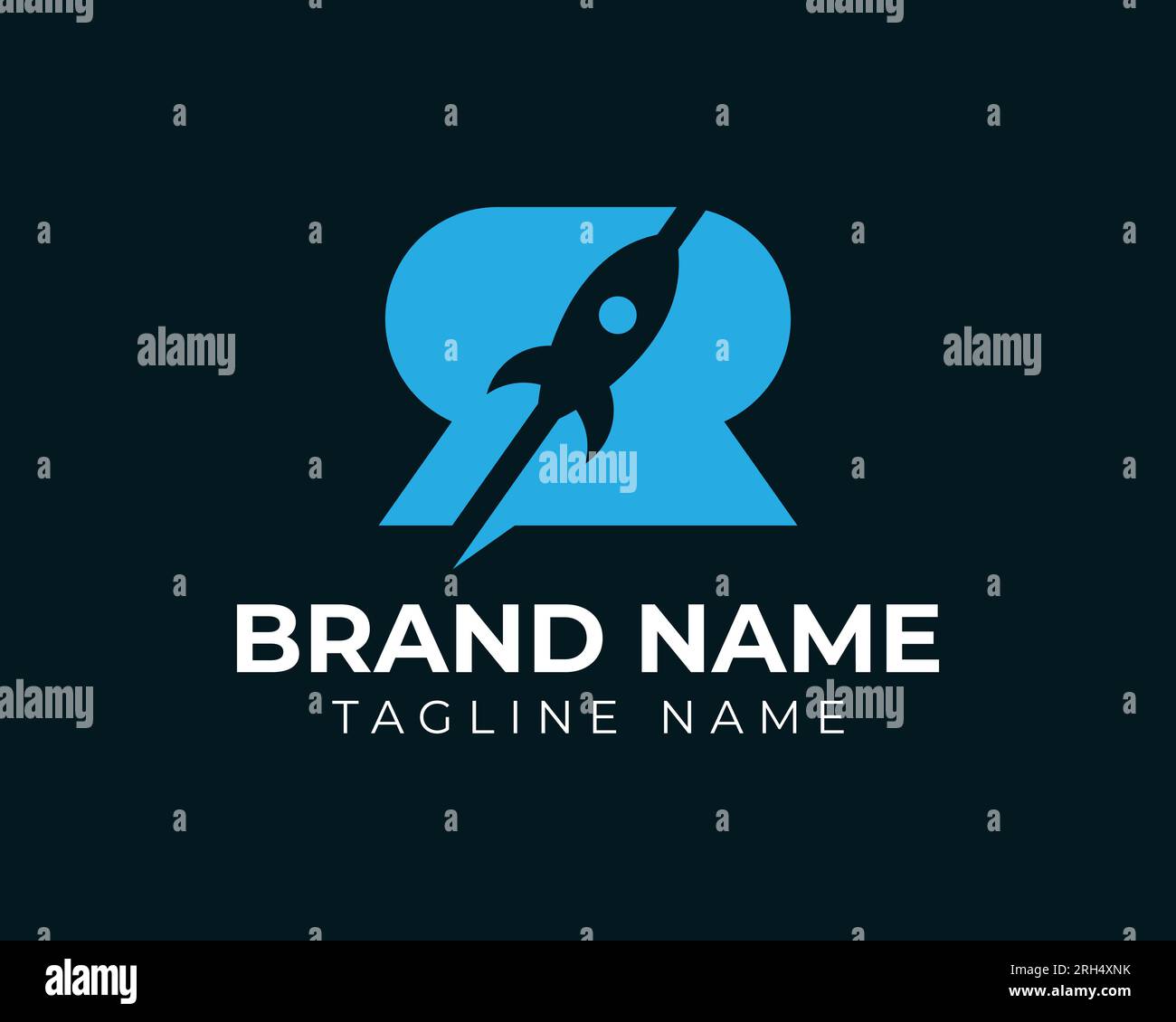 Initial r rocket logo design template vector illustration. logo made from initial R with rocket ...
