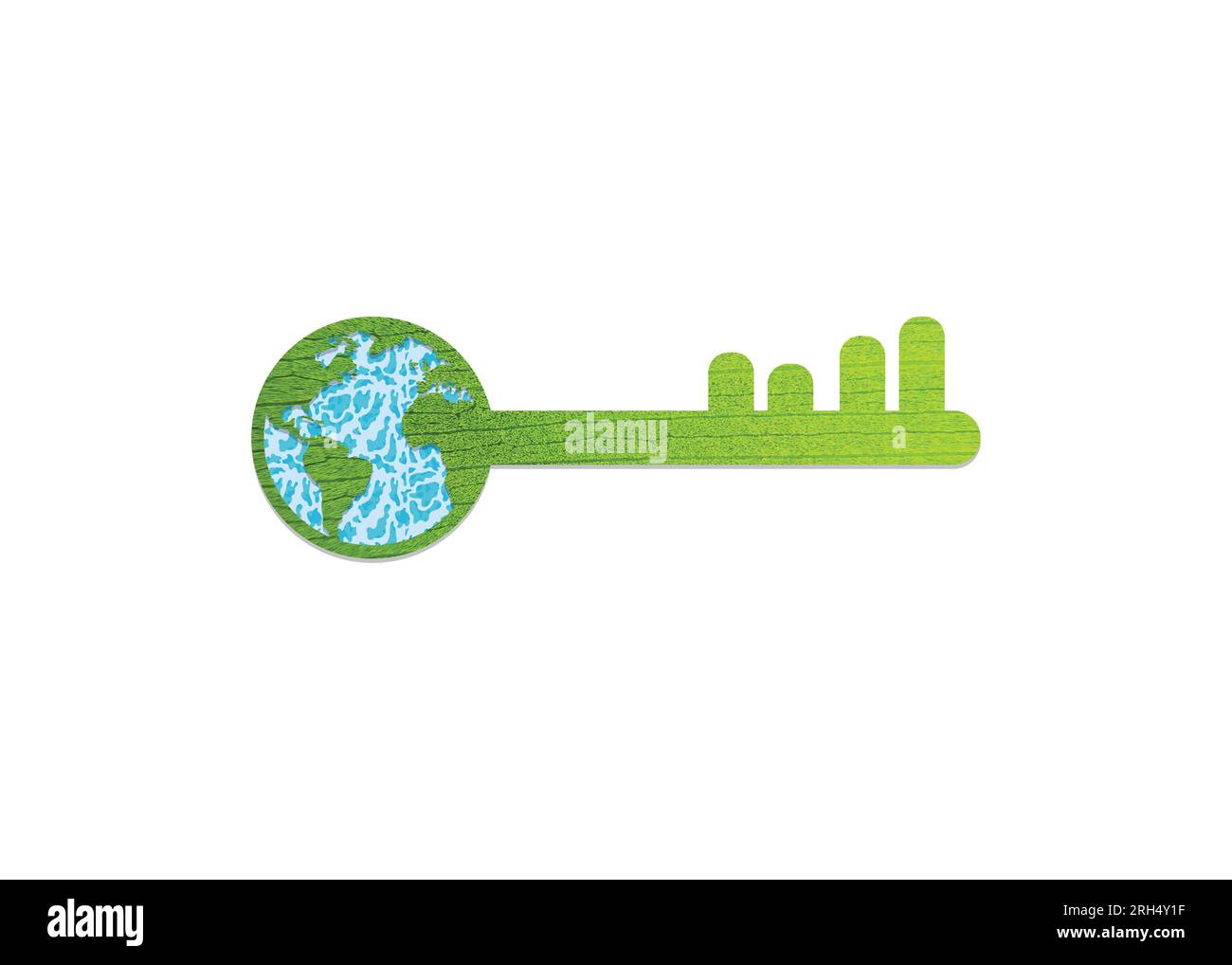 Green Key Environment day concept with world map vector design. Happy ...