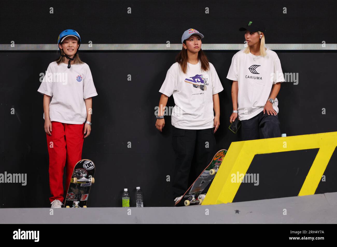Tokyo, Japan. 12th Aug, 2023. (L to R) Aoi Uemura, Yumeka Oda, Aori ...