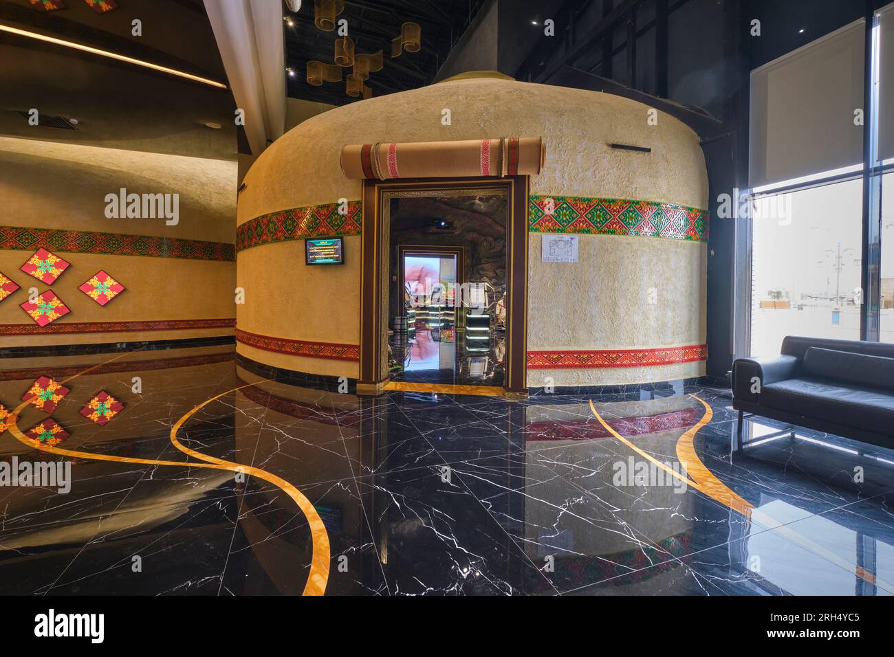 A large reproduction of a typical yurt tent marks the beginning of the ...