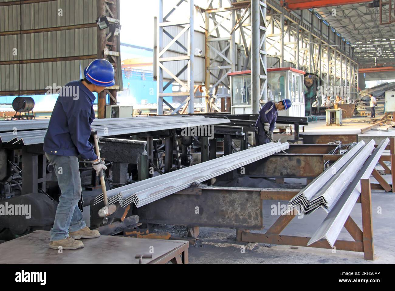 workers on the steel materials production line, north china Stock Photo ...