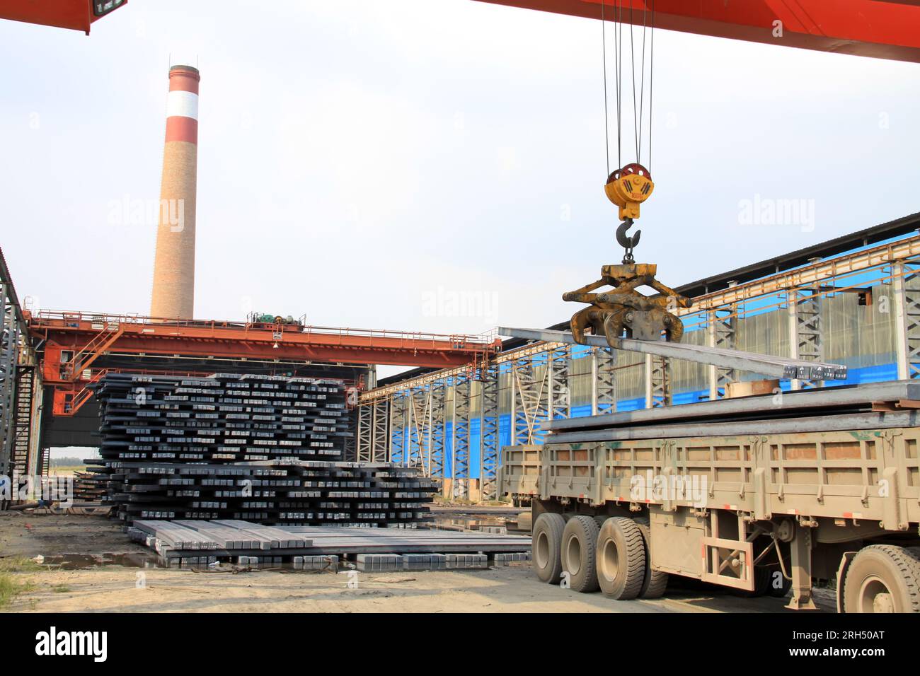 ingot and truck in a steel factory, north china Stock Photo - Alamy