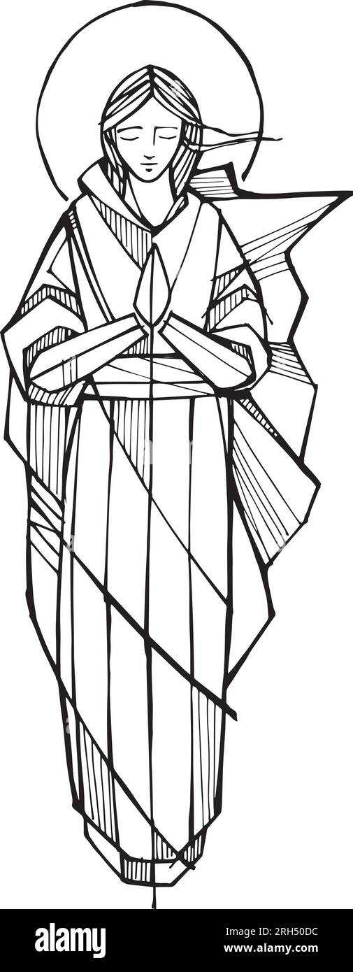 Hand drawn vector illustration or drawing of Mary Stock Vector Image ...