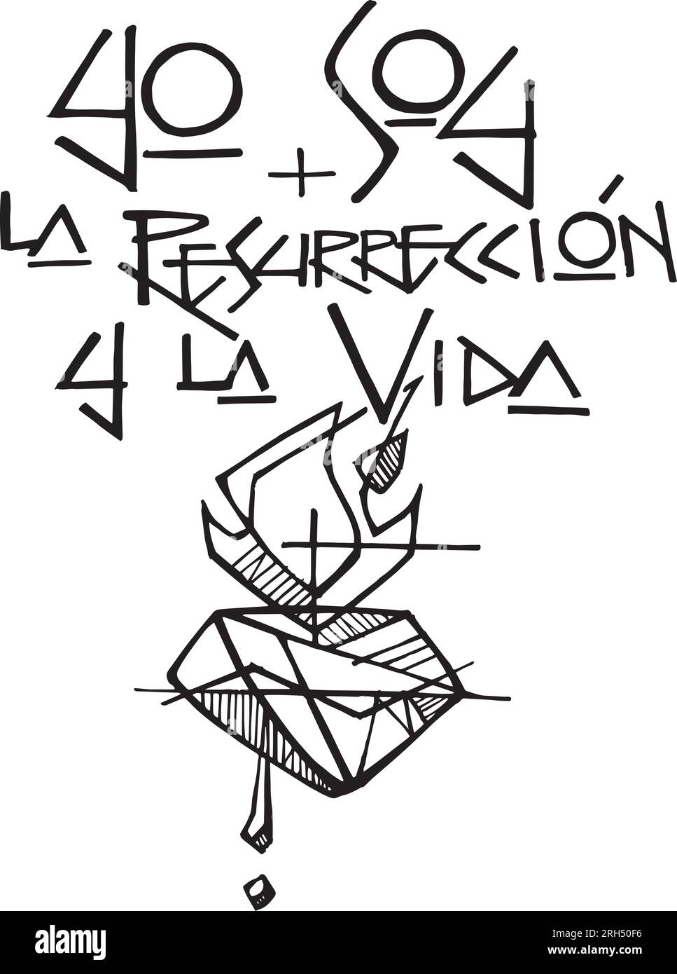 Hand drawn vector illustration or drawing of resurrection and life ...