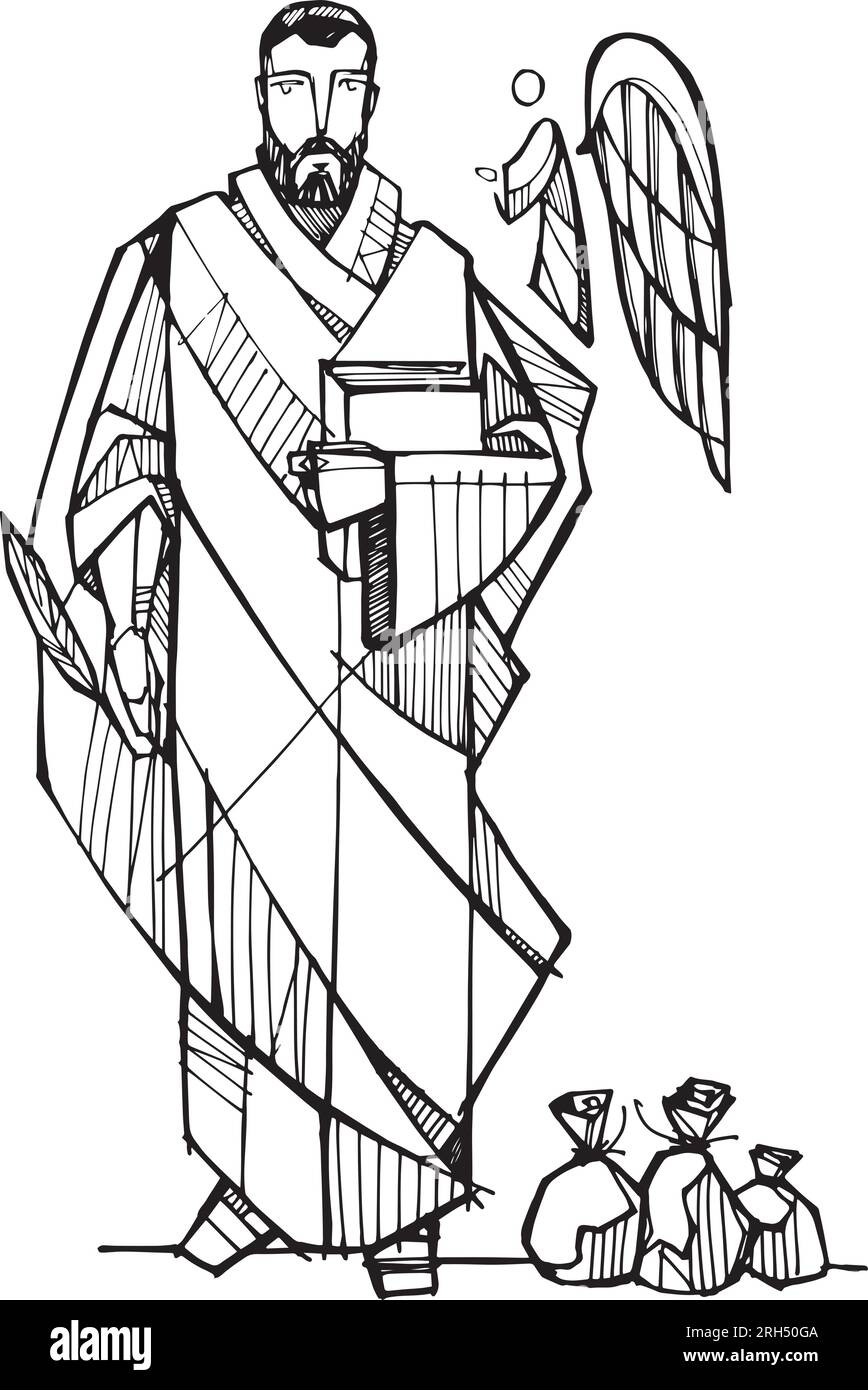 Hand drawn vector illustration or drawing of Saint Matthew Stock Vector Image & Art - Alamy