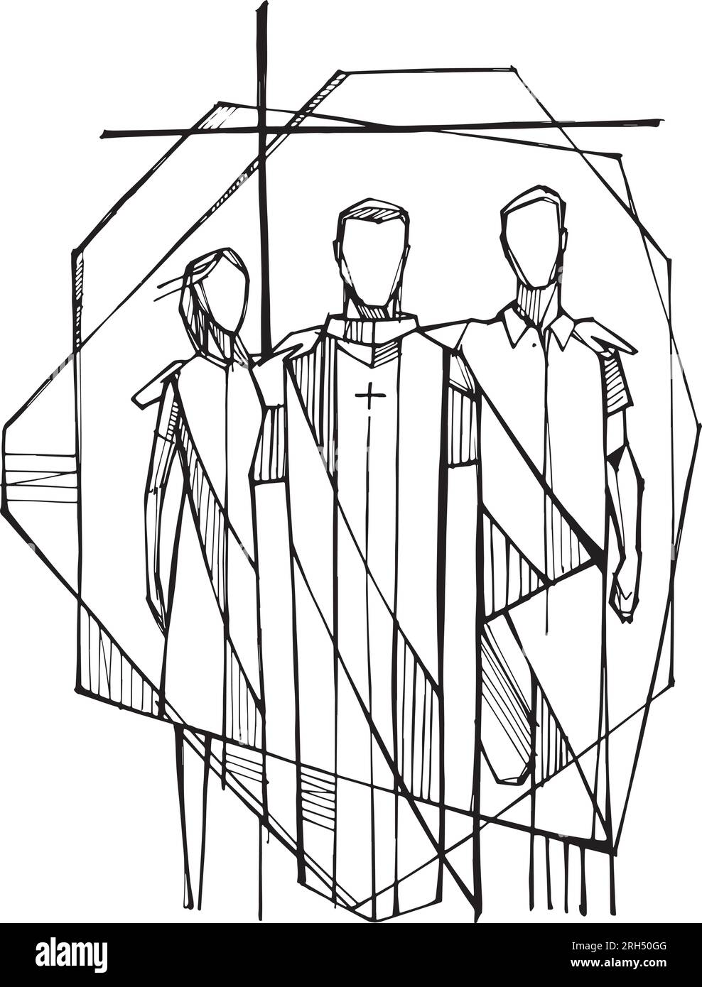 Hand drawn vector illustration or drawing of priests Stock Vector Image ...