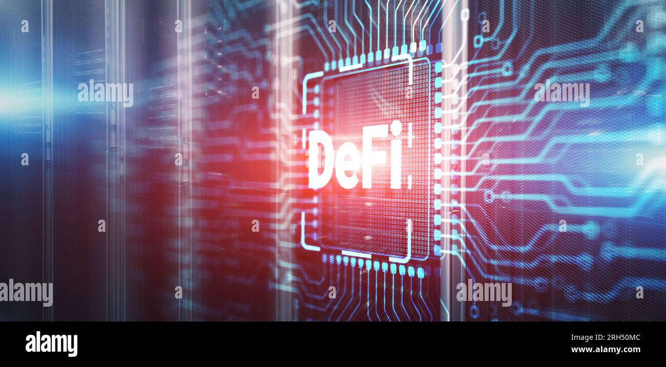 DeFi Decentralized Finance Inscription on 3d Electronic Circuit Board ...