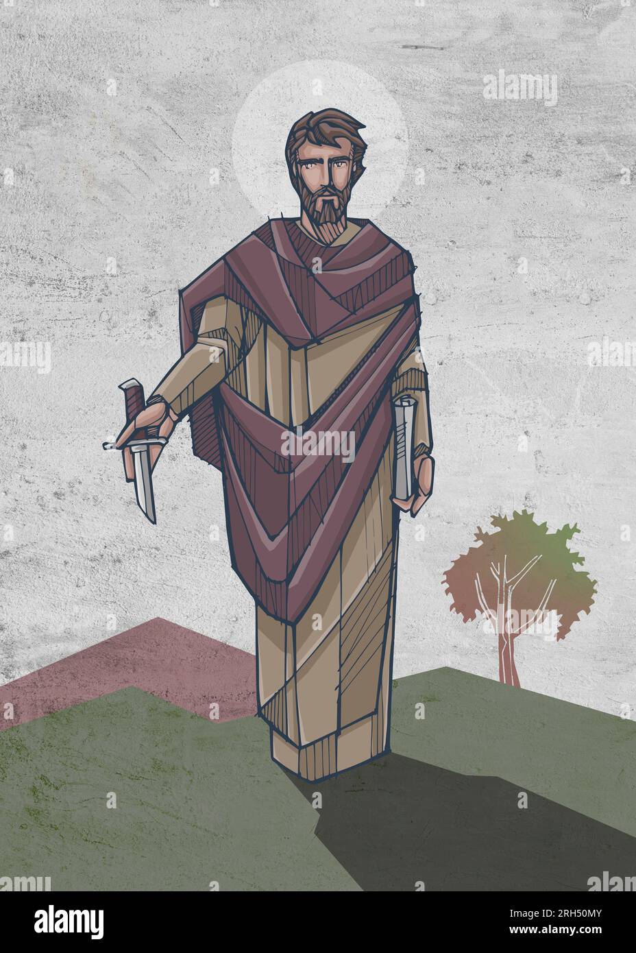 Hand drawn vector illustration or drawing of Nathanael Stock Photo - Alamy
