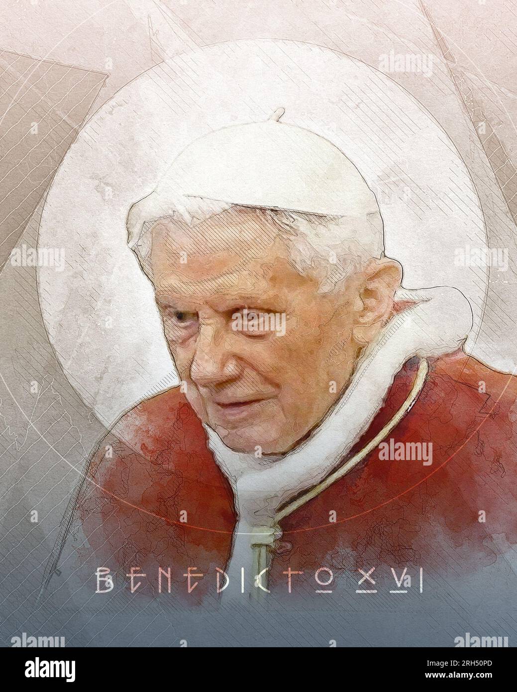 Hand drawn vector illustration or drawing of Benedict XVI Stock Photo ...
