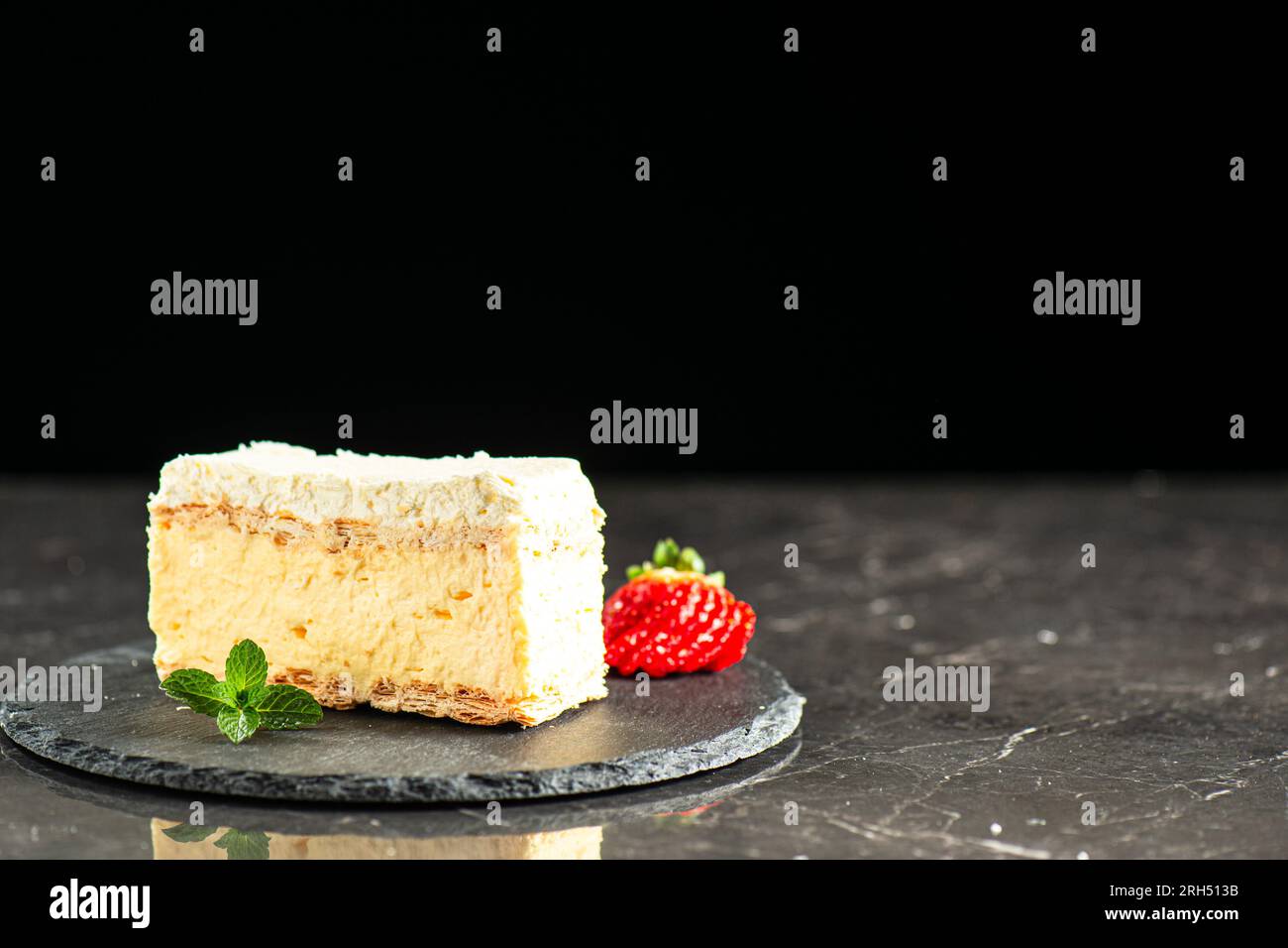 Vanilla slice with creamy custard, fluffy puff pastry and buttercream ...