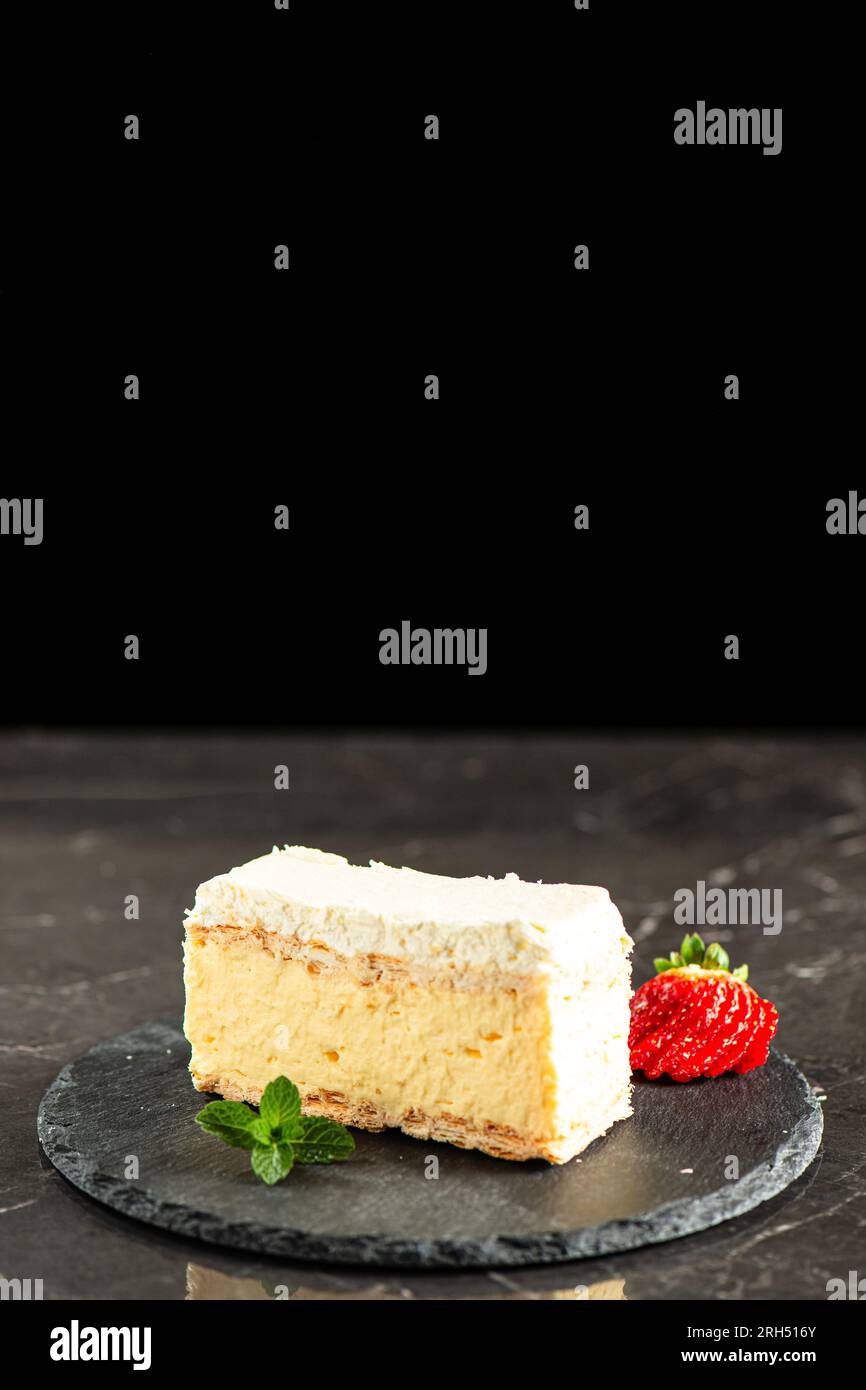Vanilla slice with creamy custard, fluffy puff pastry and buttercream ...