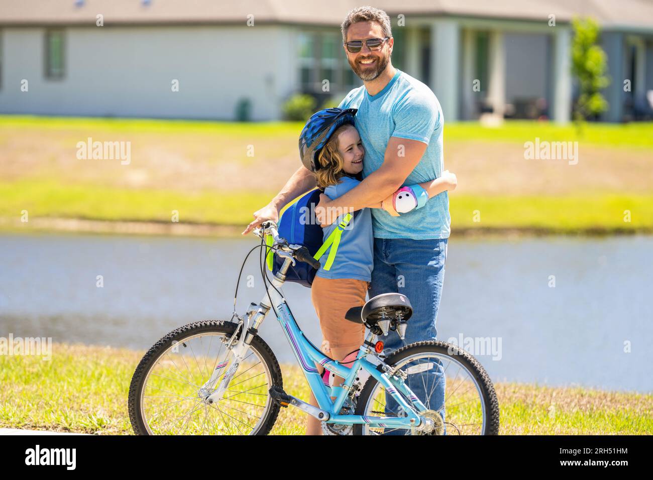 fathers parenting with son outdoor. childhood of son supported by ...