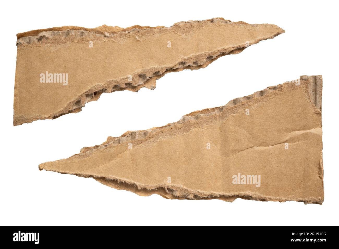 Torn triangular shaped cardboard paper on white background with ...