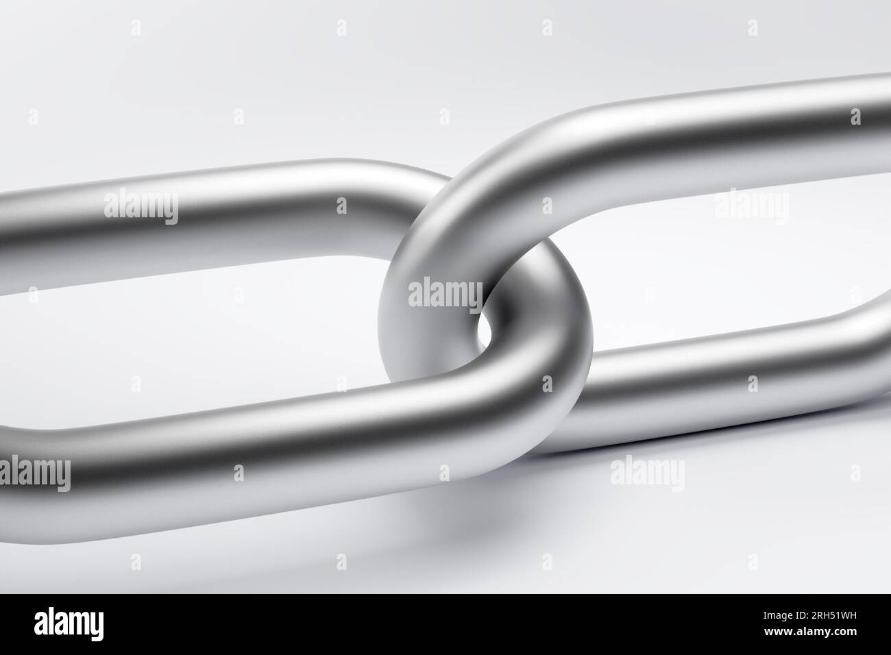 Macro closeup view of chrome chains connected to each other. Chain ...