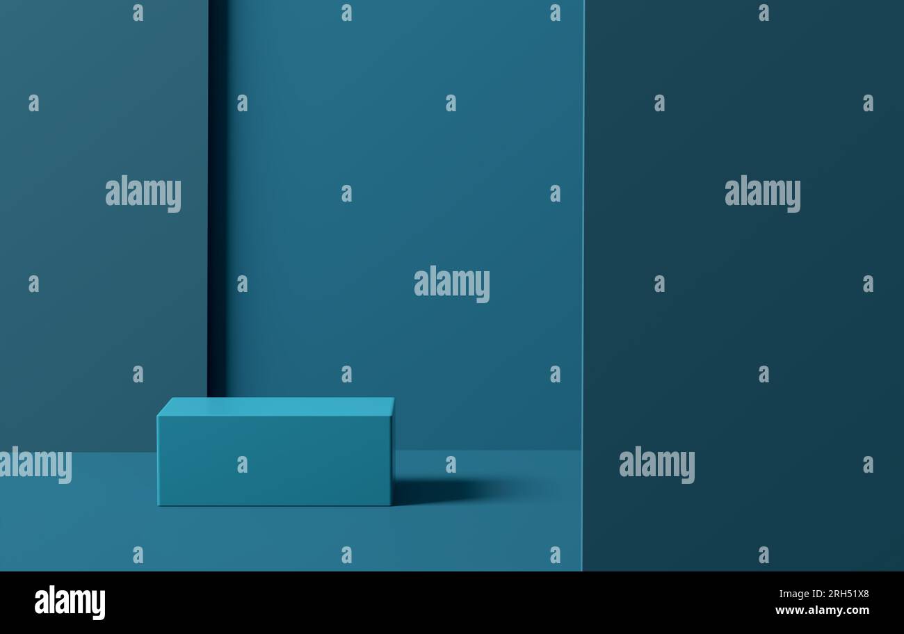 Abstract blue rectangular background podium or pedestal for product ...