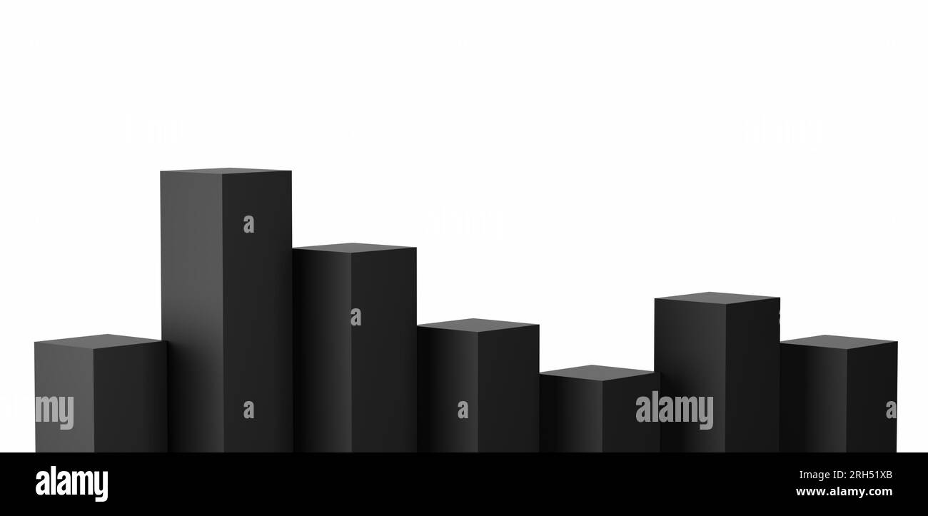 Black fluctuating bar chart, graph or podium pedestals for product ...