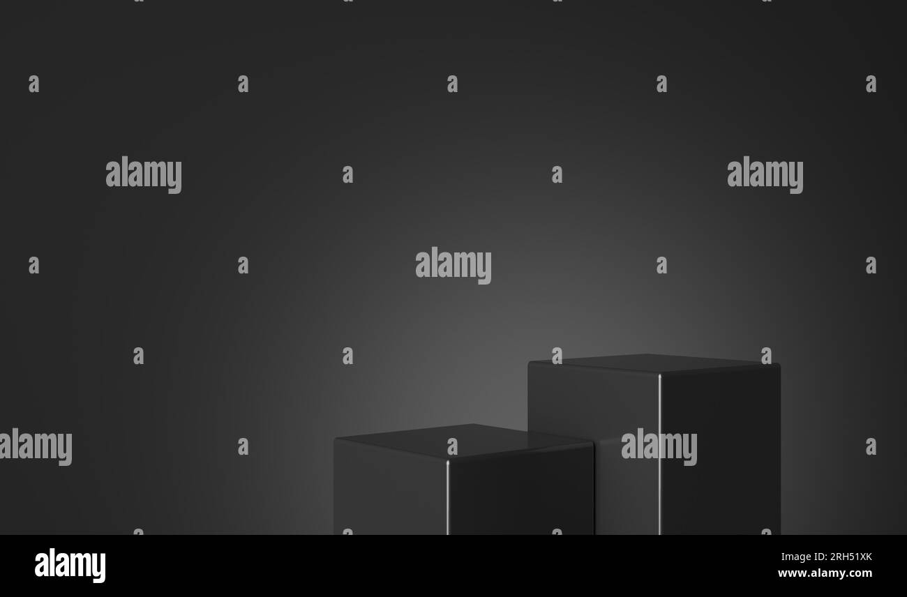 Blank platform, podium or pedestal for product display. Black cubes on ...