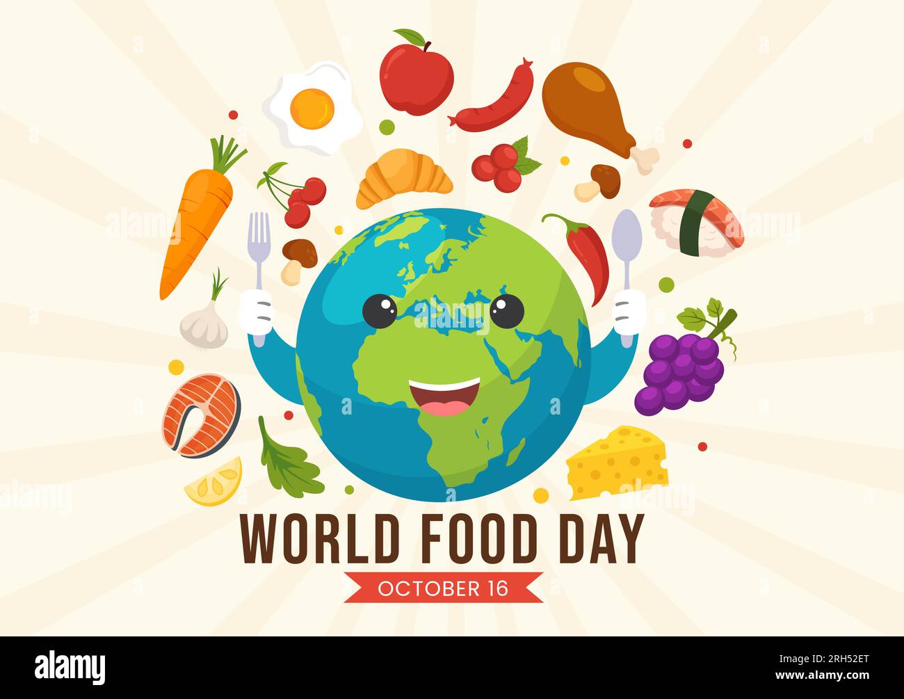 World Food Day Vector Illustration on 16 October with Various Foods ...