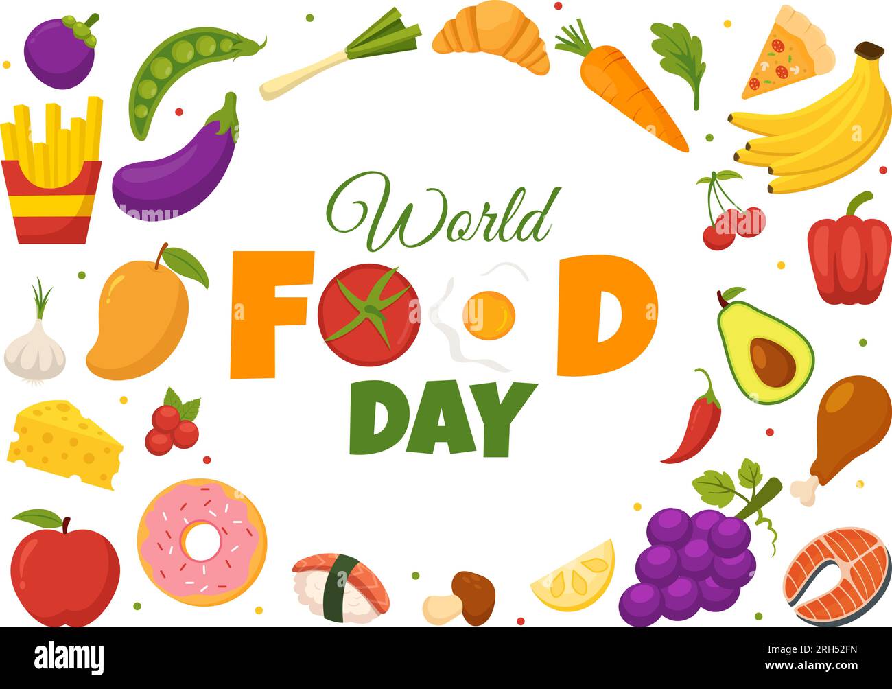 World Food Day Vector Illustration on 16 October with Various Foods ...
