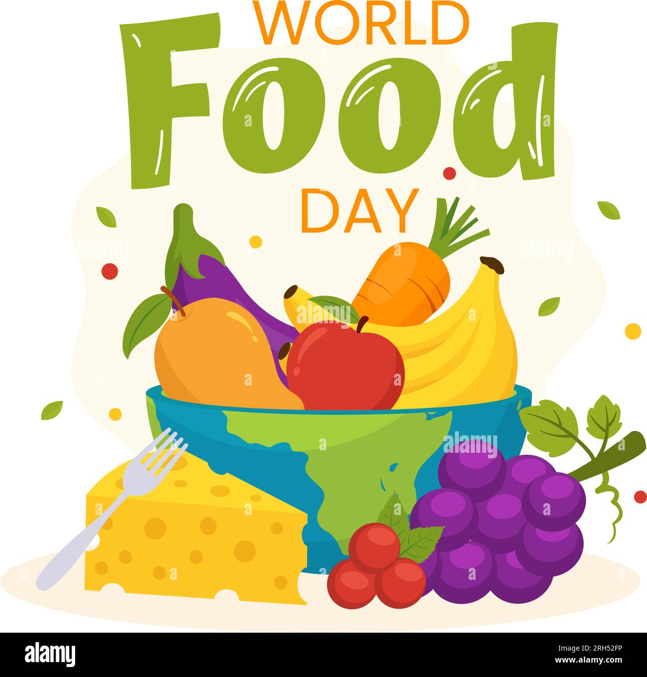 World Food Day Vector Illustration on 16 October with Various Foods ...