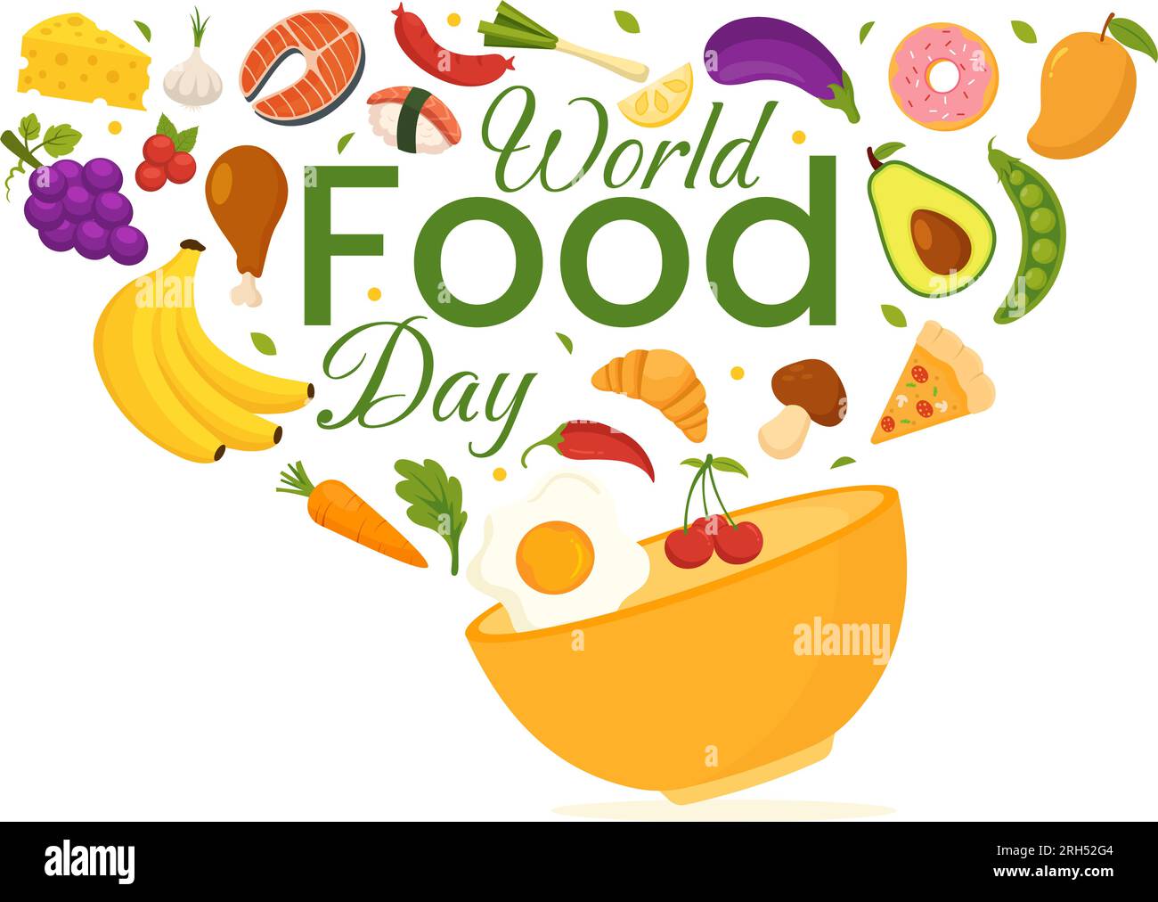 World Food Day Vector Illustration on 16 October with Various Foods ...