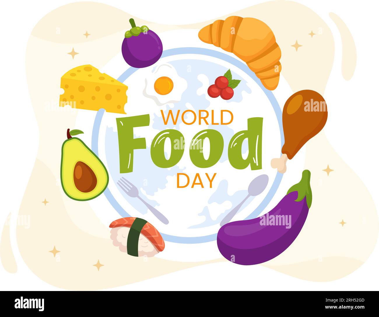 World Food Day Vector Illustration on 16 October with Various Foods ...