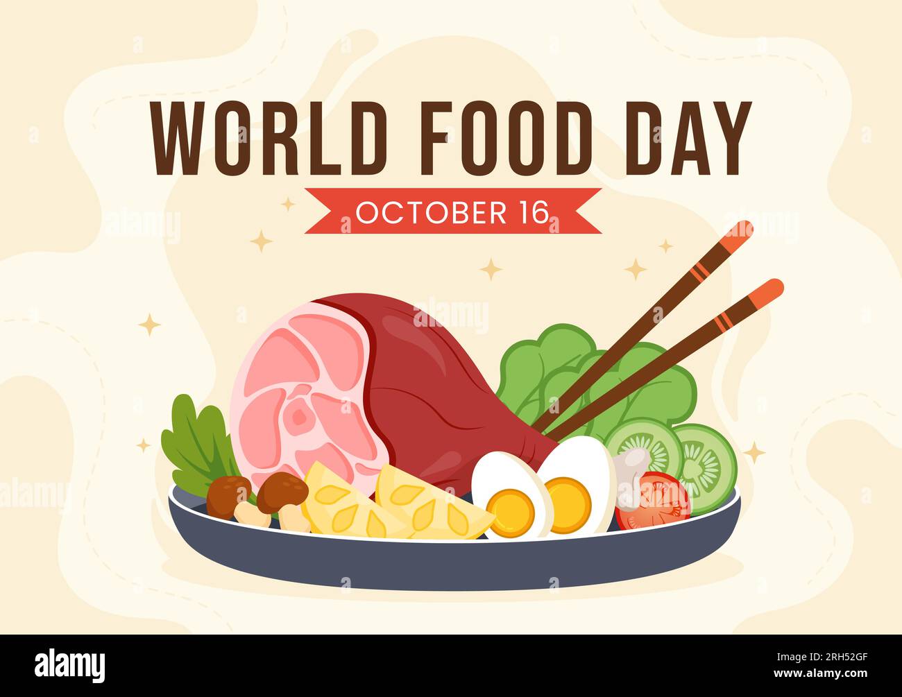World Food Day Vector Illustration on 16 October with Various Foods ...