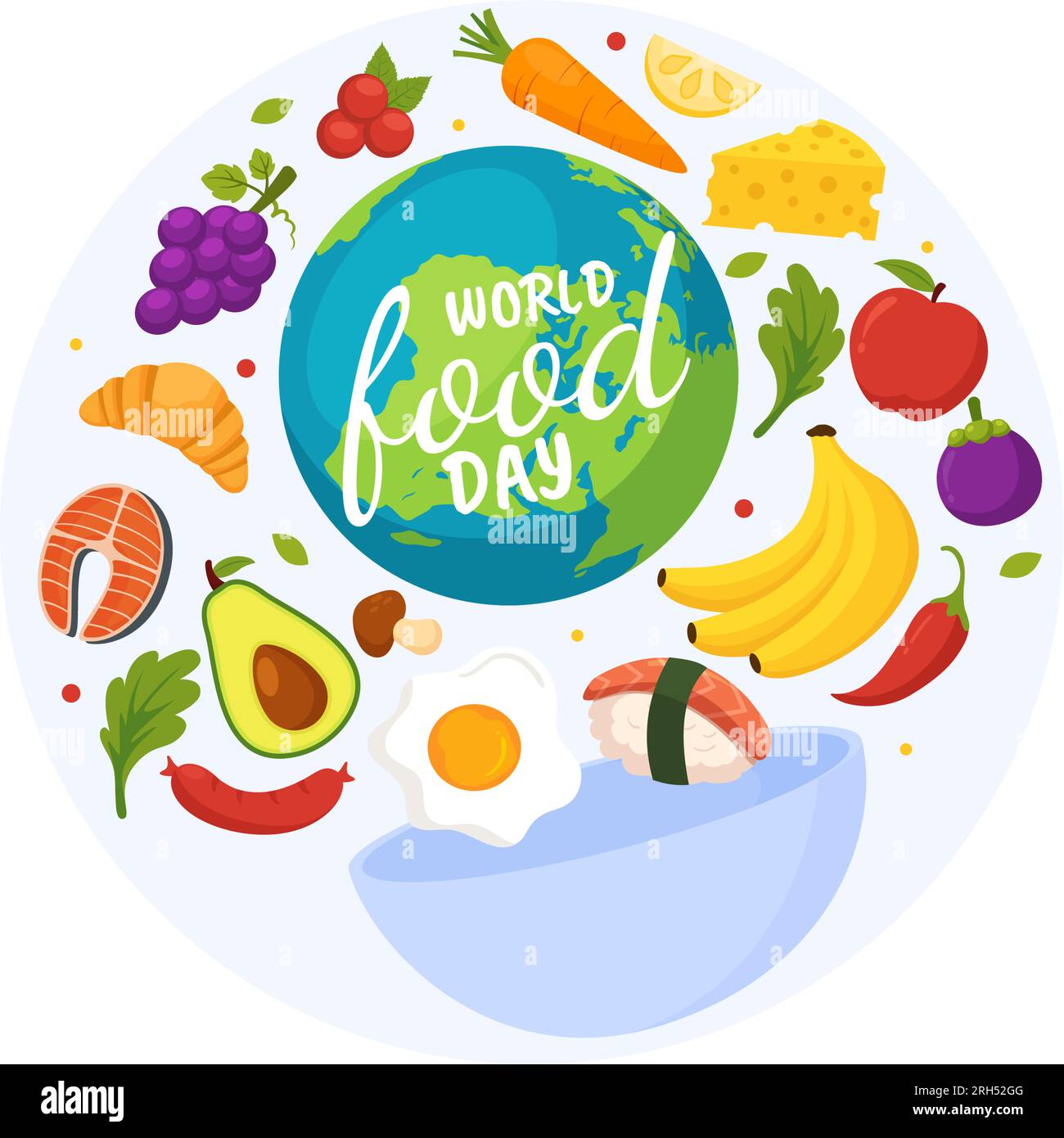 World Food Day Vector Illustration on 16 October with Various Foods ...