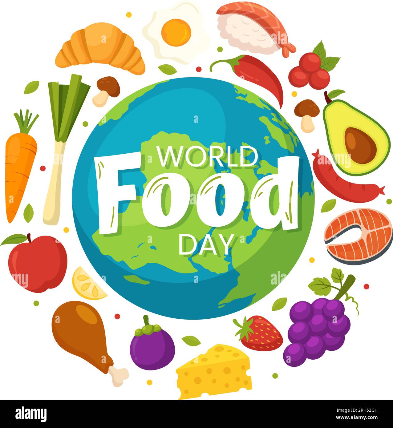 World Food Day Vector Illustration on 16 October with Various Foods ...