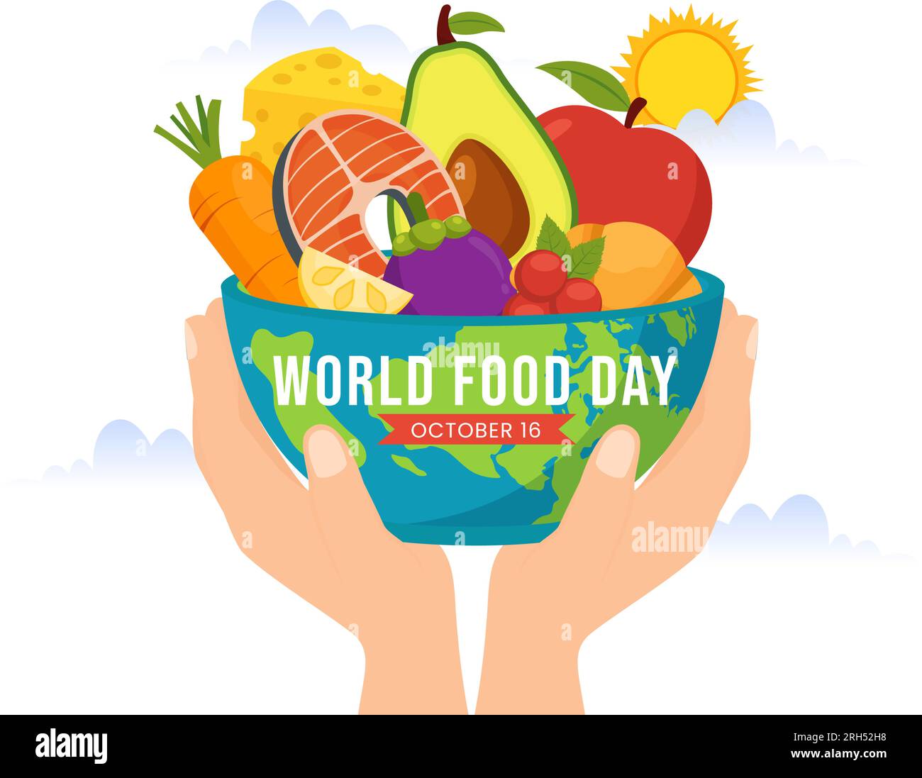 World Food Day Vector Illustration on 16 October with Various Foods ...