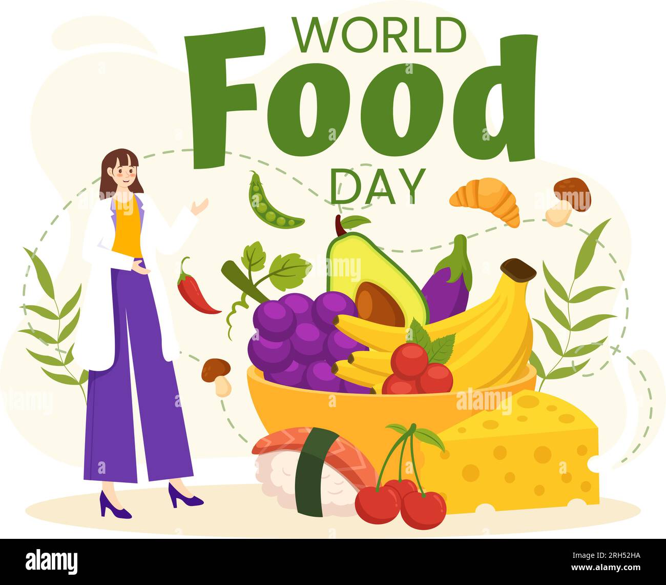 World Food Day Vector Illustration on 16 October with Various Foods ...