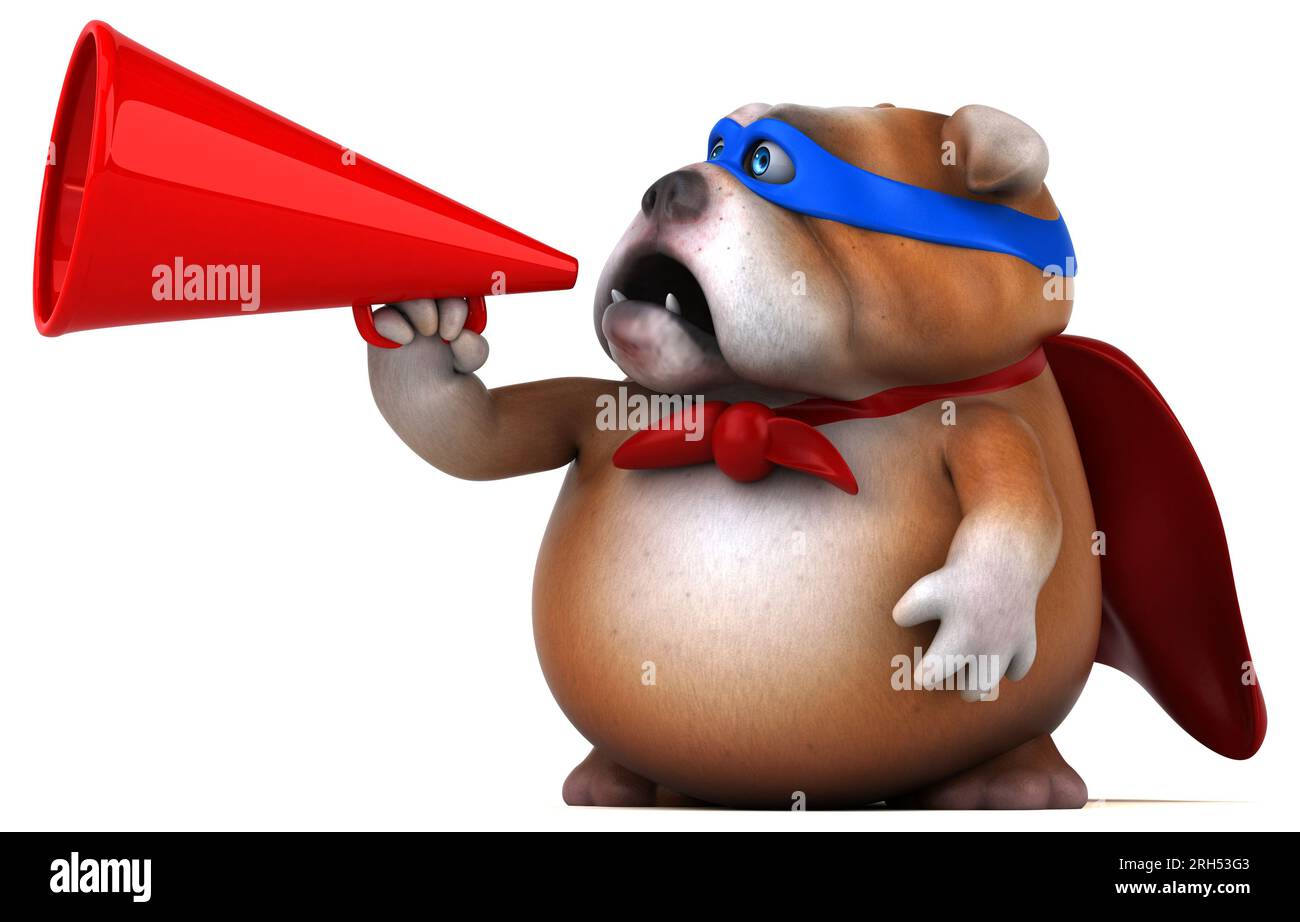 Fun 3D cartoon illustration of a dog superhero Stock Photo - Alamy