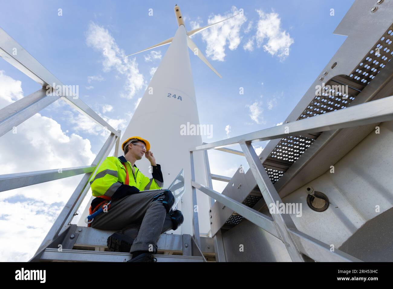 Wind energy station turbines operate hi-res stock photography and ...