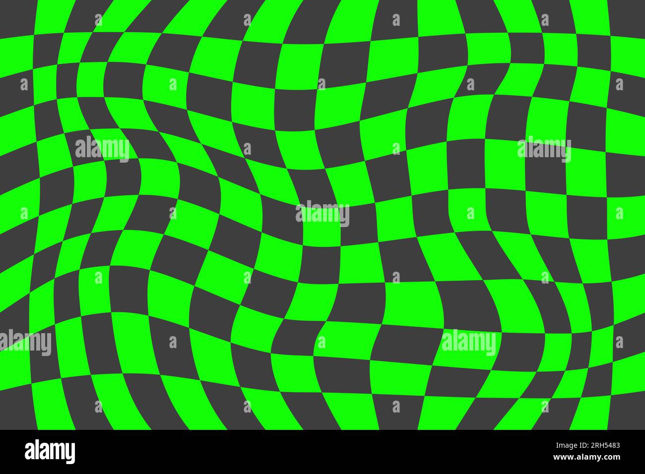Checkerboard pattern. Black and green psychedelic wavy background ...