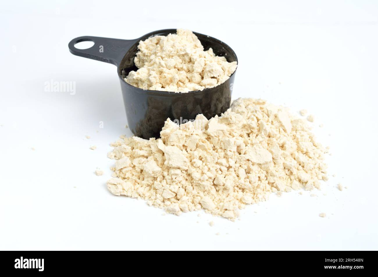 Food additive Animal protein powder. Heap on white background Stock ...
