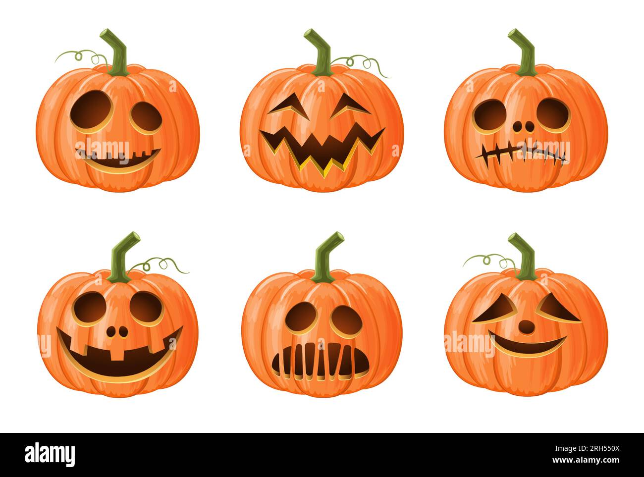 Set of halloween pumpkin . Jack o'lantern . Isolated background ...