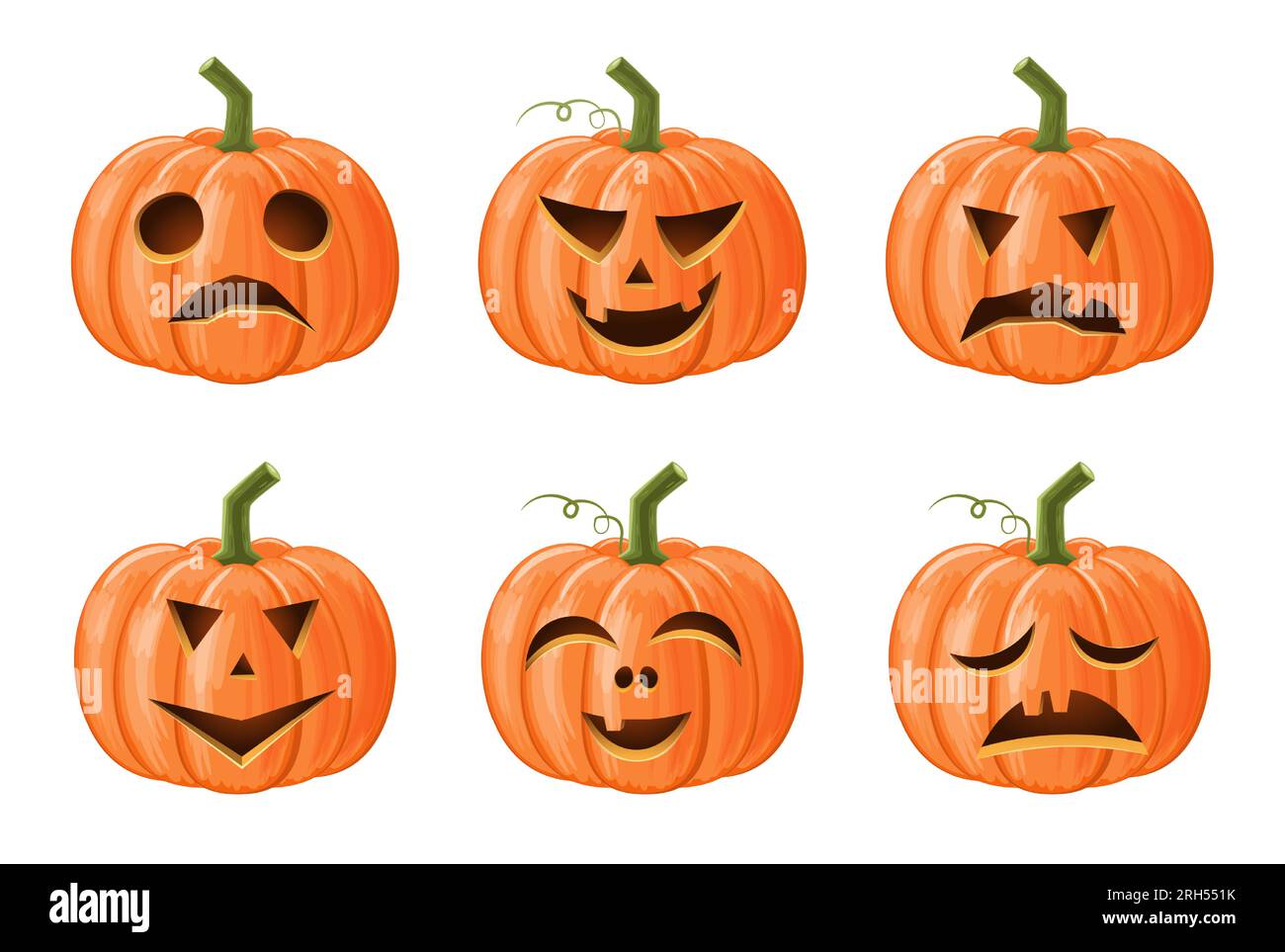 Set of halloween pumpkin . Jack o'lantern . Isolated background ...