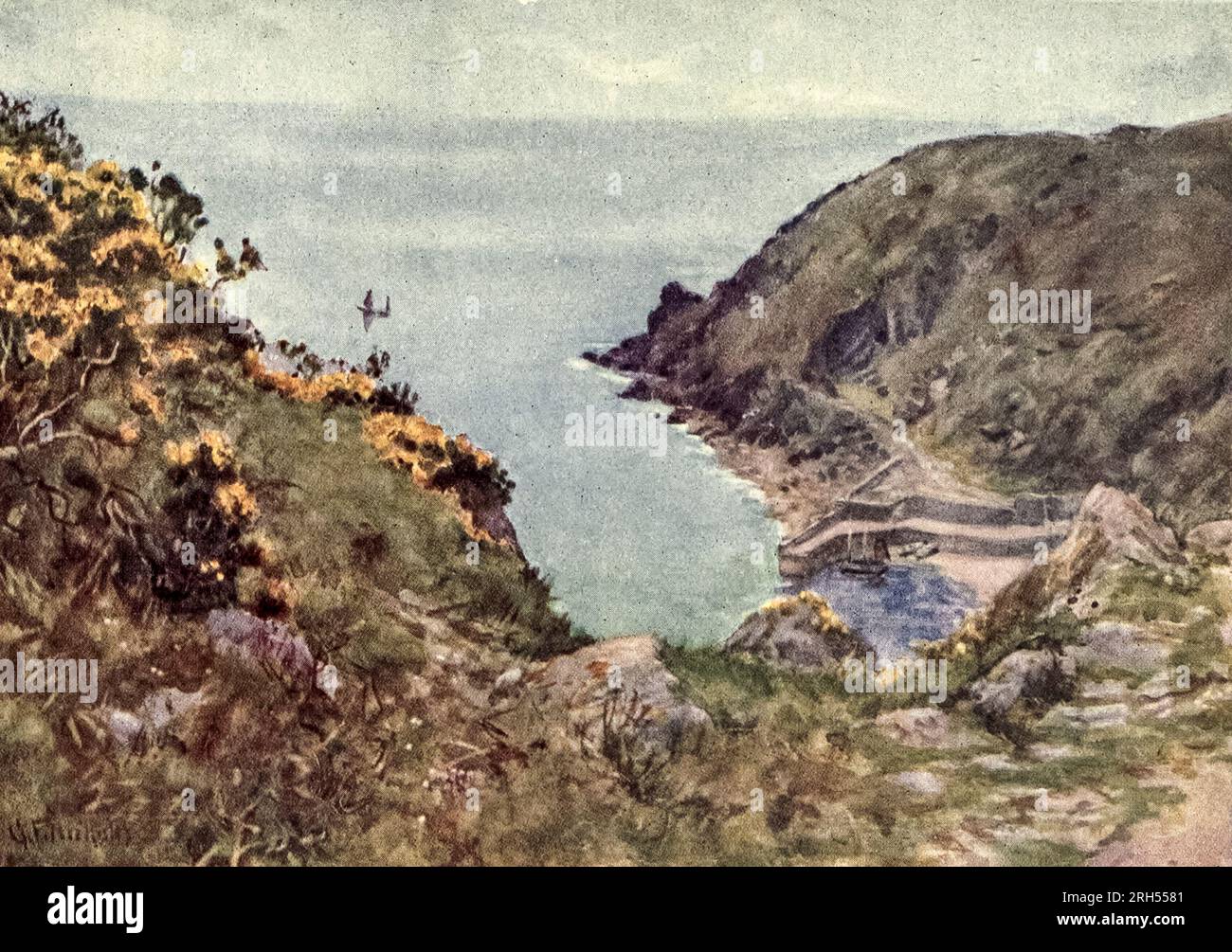 Lamorna Cove watercolour by George F. Nicholls, from the book ...