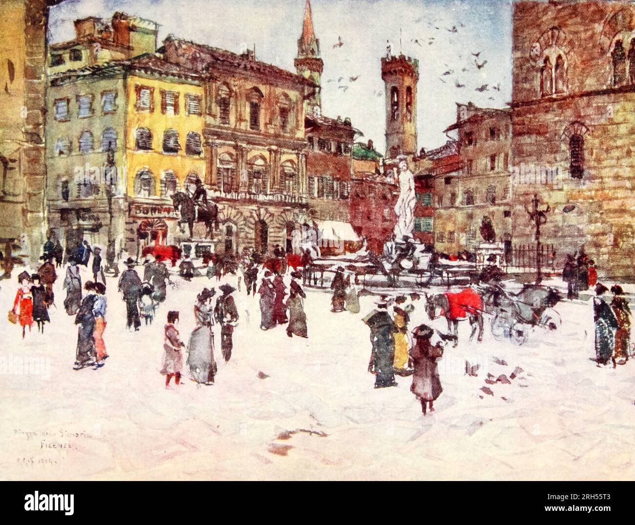PIAZZA DELLA SIGNORIA, WITH THE PALAZZO VECCHIO, FLORENCE from the book ...