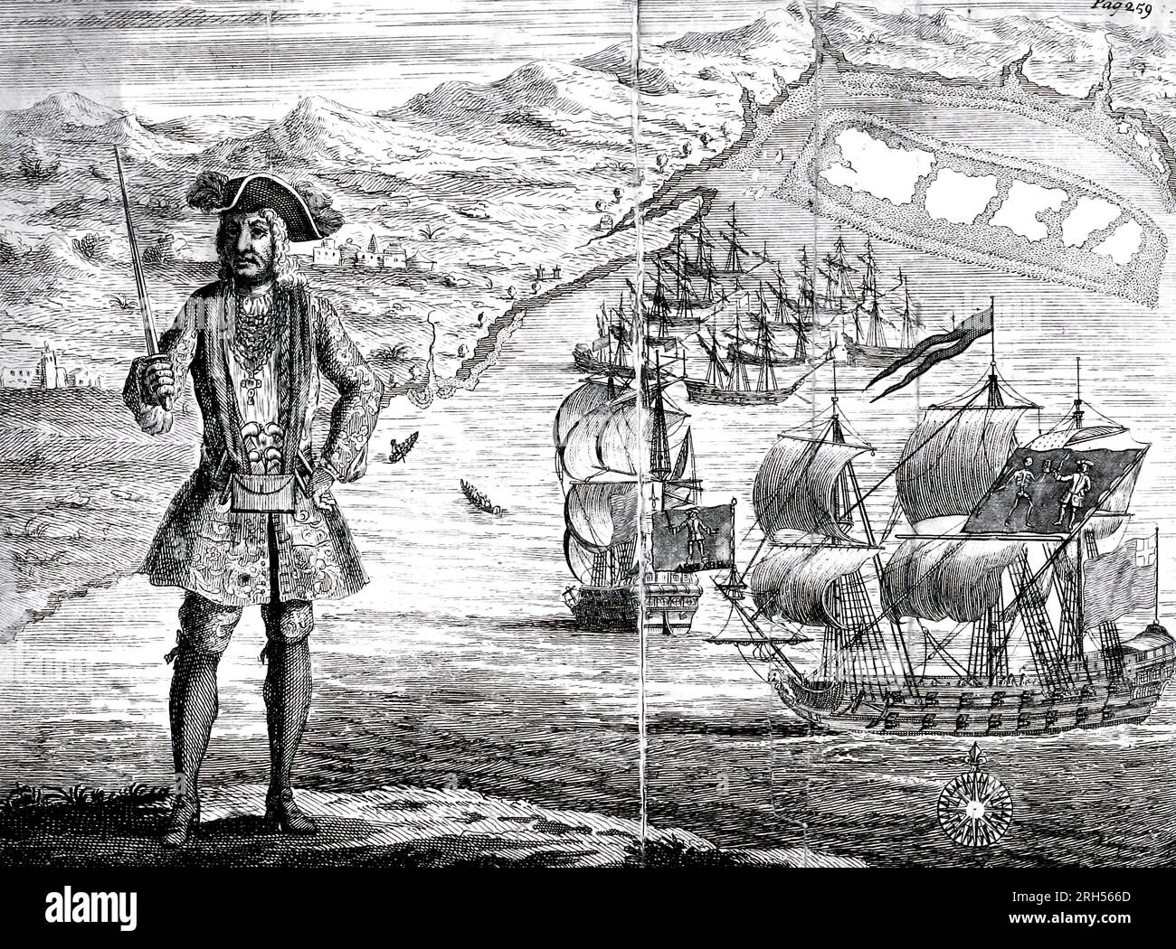Captain Bartho Roberts with two ships the Royal Fortune and the Ranger ...