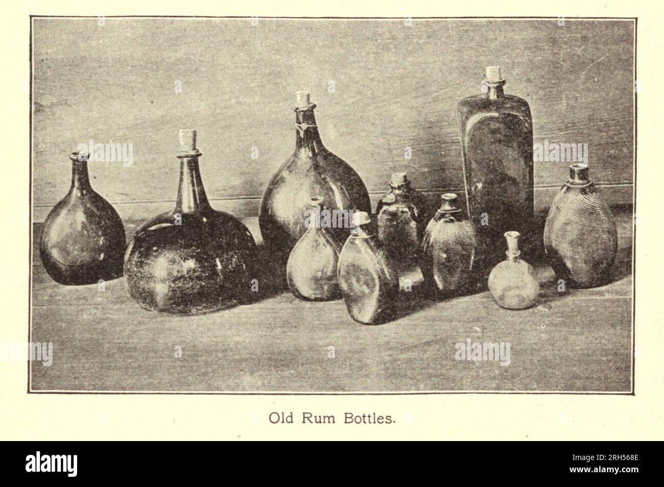 Old Rum Bottles from the book ' Stage-coach and tavern days ' by Earle ...